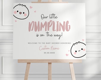 Cute Dumpling Welcome Sign, Little Dumpling Baby Shower Event Sign, Dim ...