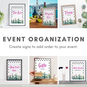 Fiesta Table Signs, Printable Mexico Theme Party Sign, Watercolor ...