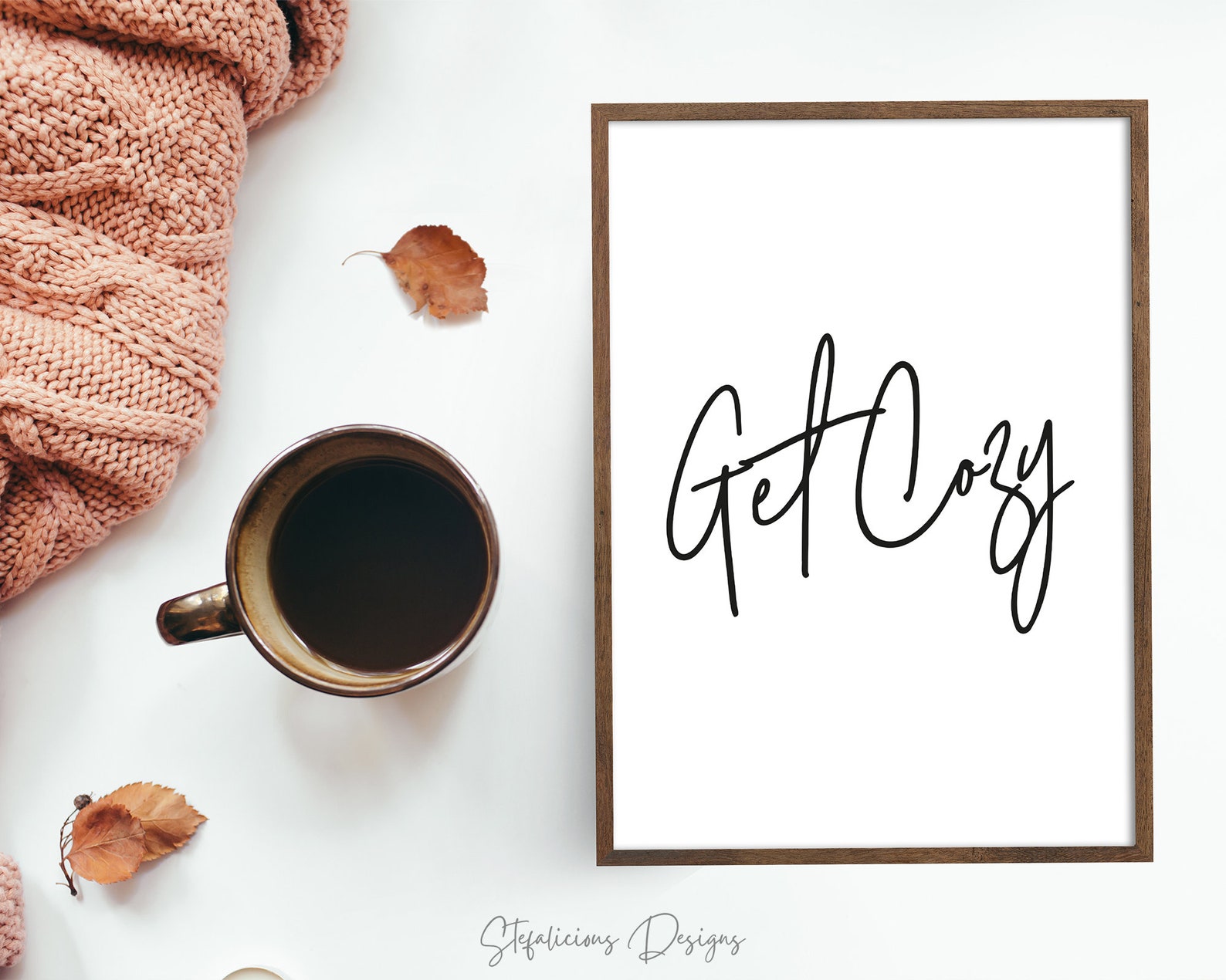 Get Cozy, Fall Wall Art, Modern Rustic Farmhouse Printable Decor ...