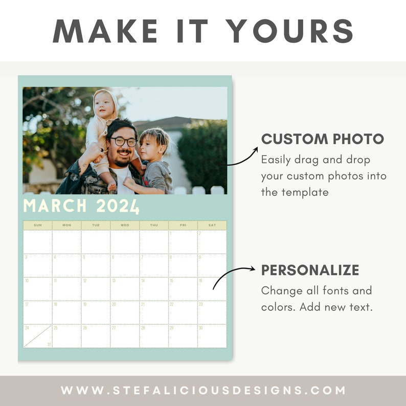 2024 Calendar Editable Calendar Printable Digital Planner - Etsy