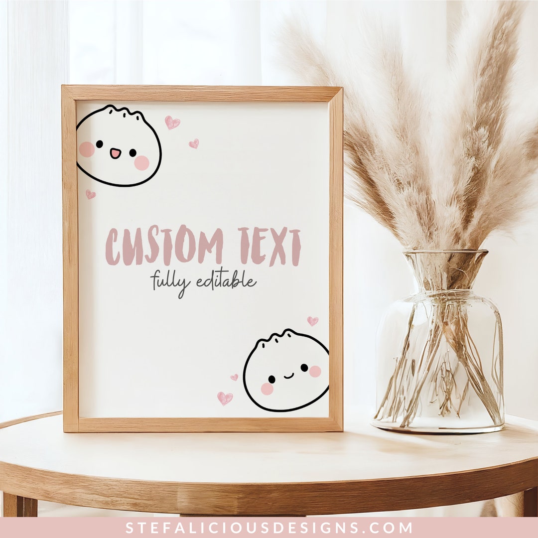 Cute Dumpling Table Signs, Dim Sum Custom Sign, Printable Bao Event ...