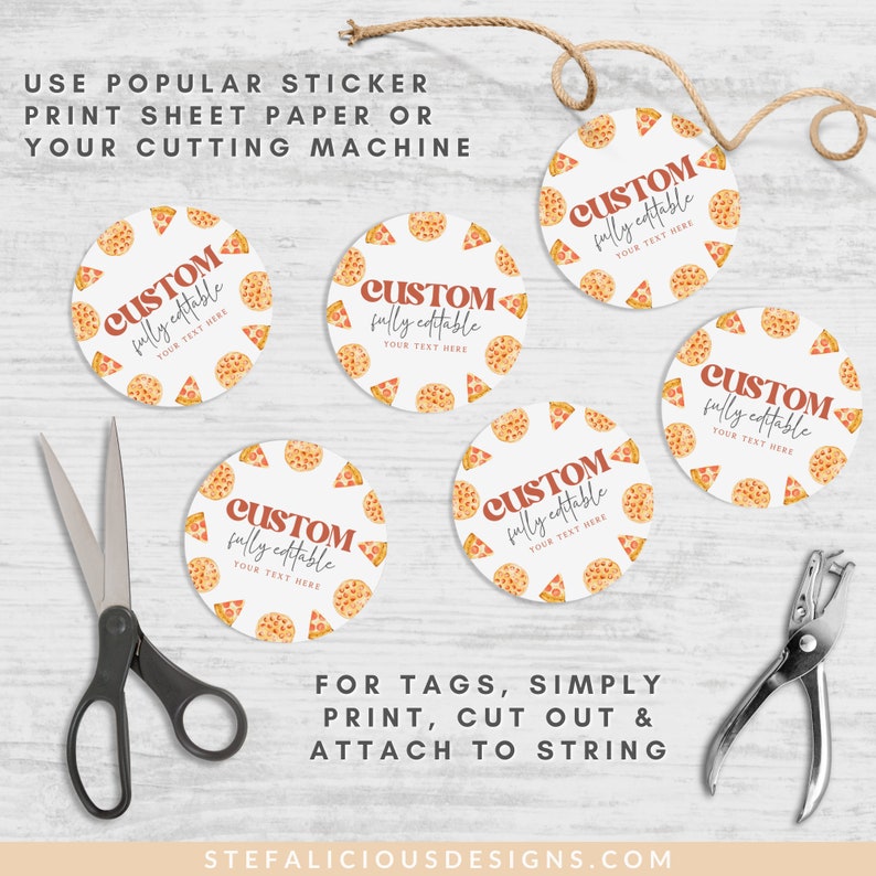 Editable Pizza Sticker Tags, Printable Pizza Favor Tags, Thank You Tags ...