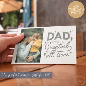 Card for Dad, Printable Custom Photo Greeting Card Template ...