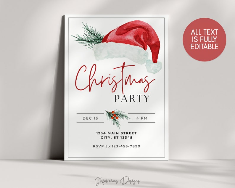 Editable Christmas Party Invitation Boho Minimalist Christmas - Etsy
