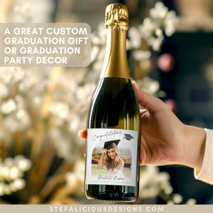 Graduation Wine Labels, Custom Champagne Labels, Minimalist Graduation ...