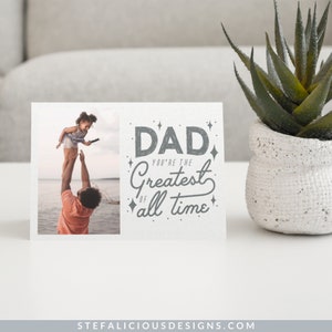Card for Dad, Printable Custom Photo Greeting Card Template ...