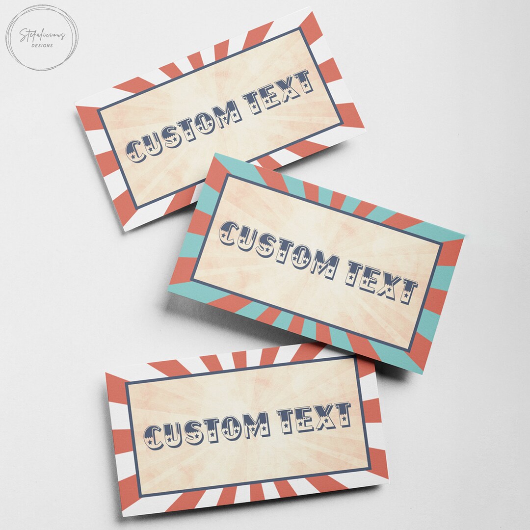 Editable Circus Party Table Cards, Carnival Party Decor, Instant ...