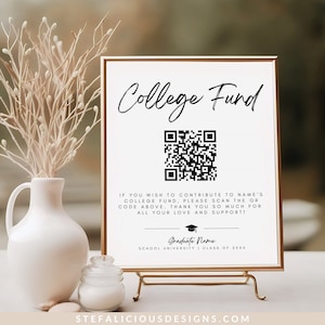 QR Code College Fund Graduation Sign, Minimalist Graduation College ...