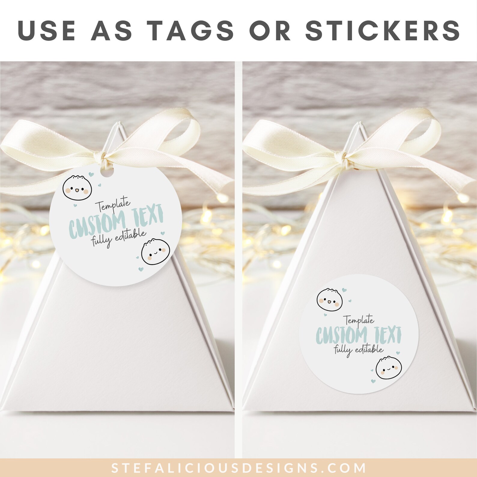 Cute Dumpling Sticker Tags, Printable Little Dumpling Tags, Bao Thank ...