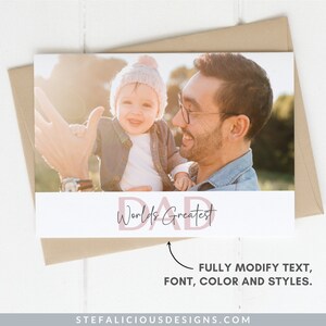 Card for Dad, Printable Custom Photo Greeting Card Template ...