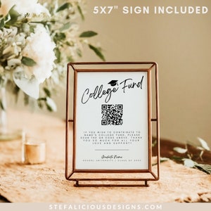 QR Code College Fund Graduation Sign, Minimalist Graduation College ...
