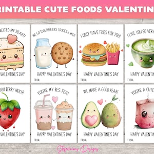 16 Printable Cute Food Pun Valentine's Day Card Set, Valentine's Day ...