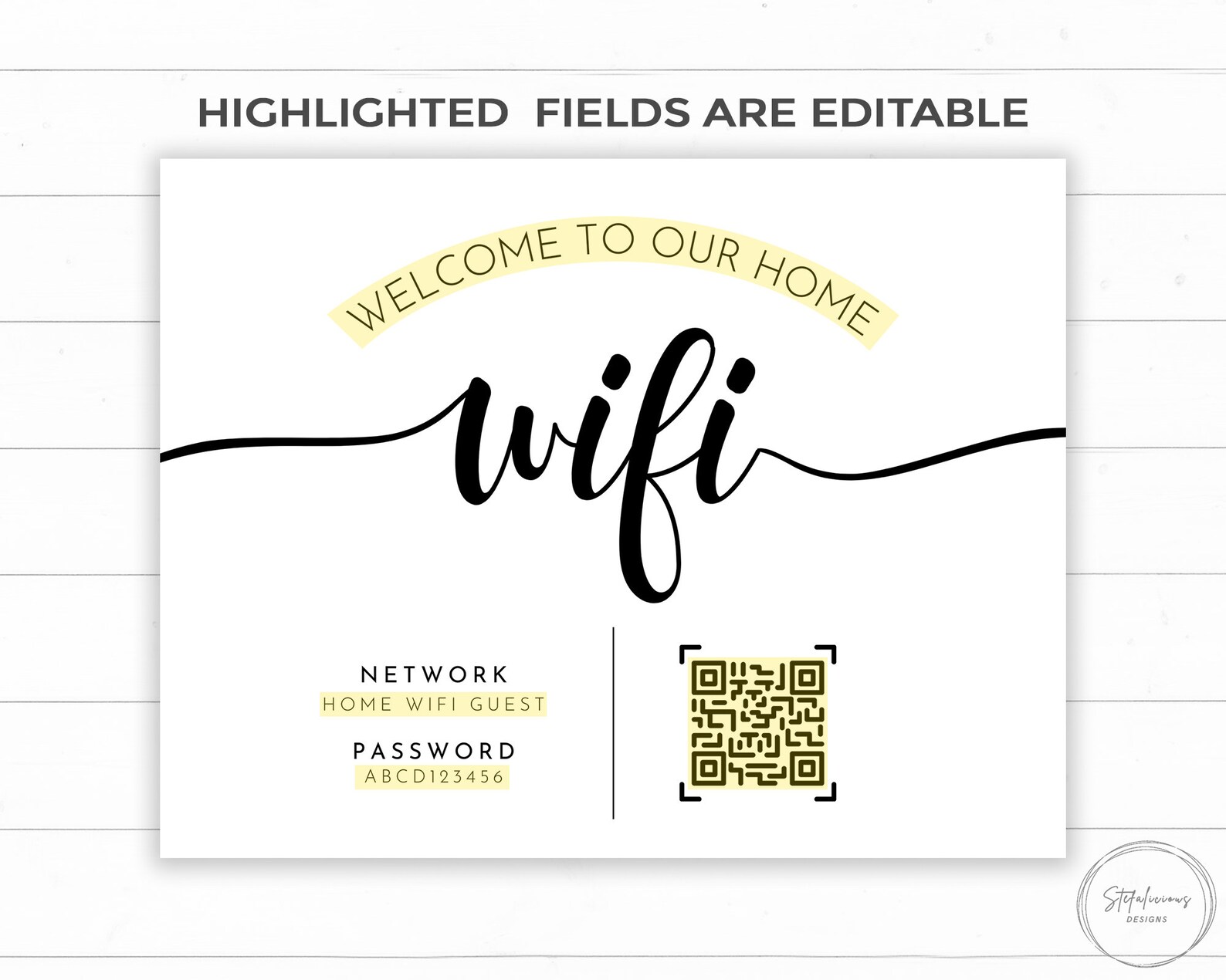 Wifi Password Sign Editable Wifi Sign Template Wifi Password - Etsy