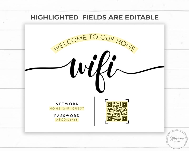 Wifi Password Sign Editable Wifi Sign Template Wifi Password - Etsy