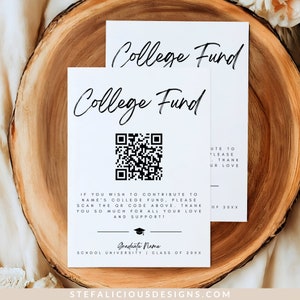 QR Code College Fund Graduation Insert, Printable Graduation College ...