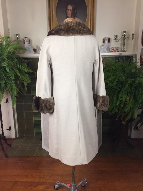 Vtge 50s MUTTON fur trim coat, Wool Swing, brown MUT… - Gem