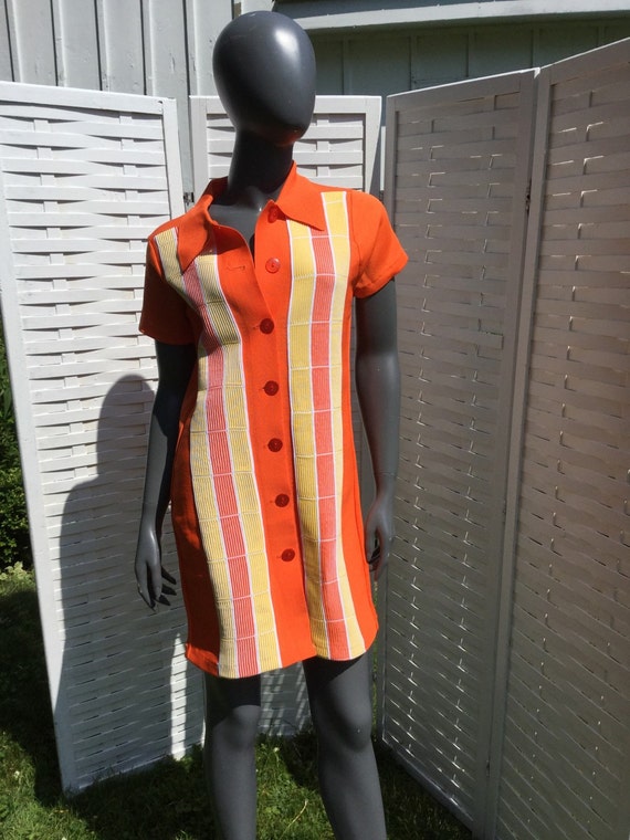vintage Mini mod orange dress with balloon sleeves / S - Gem