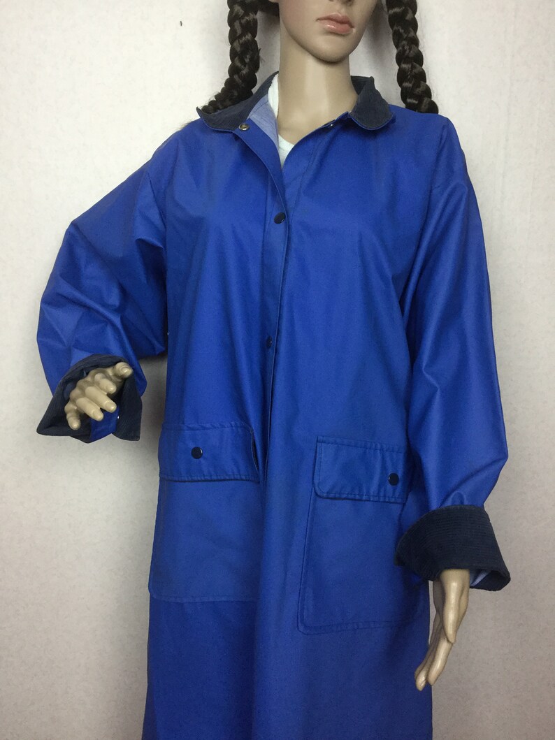 Vintage 80s PVC Rain Slicker 1980s Long Blue Rain Coat PVC - Etsy