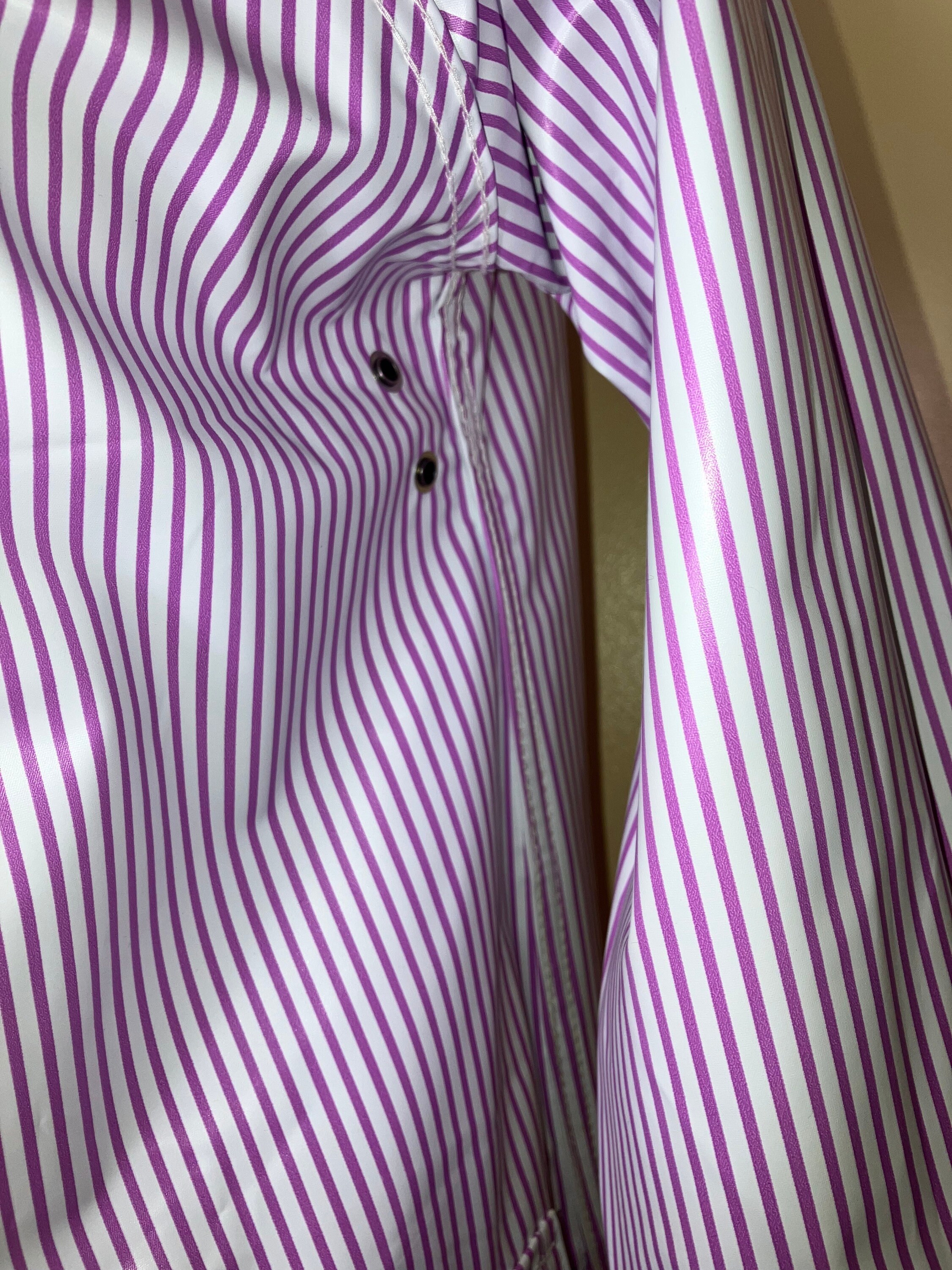 Vintage PVC Raincoat, 70s Reversible , Preppy Purple Striped , Hooded ...