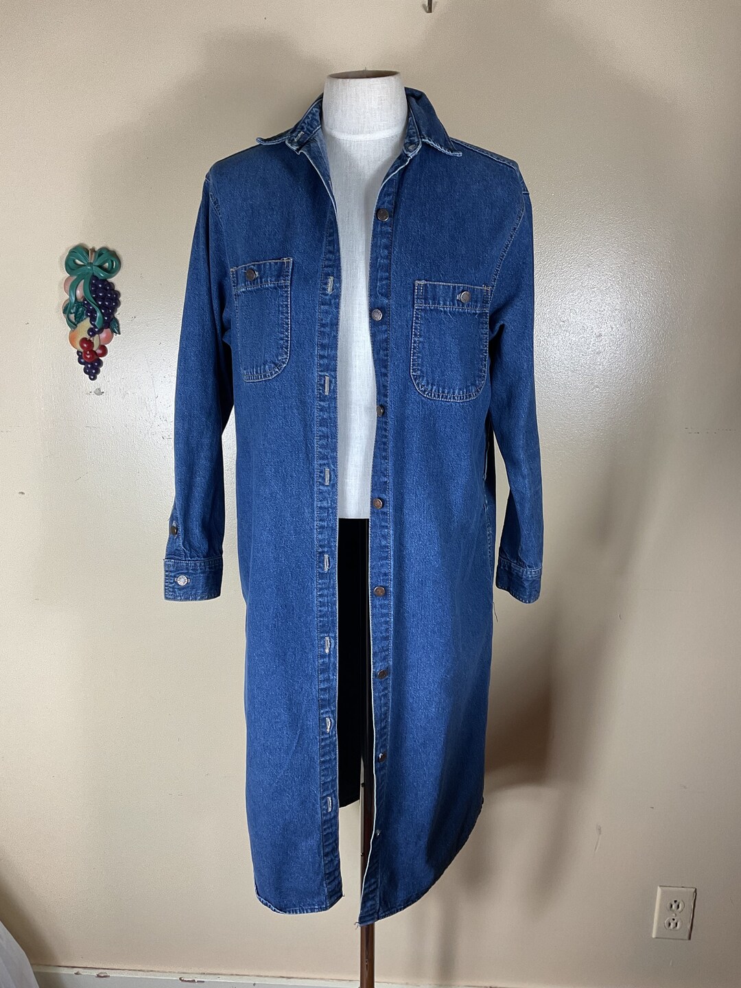 Calvin Klein Denim Duster, Long Blue Jean Dress , Preppy Y2K , 90s ...