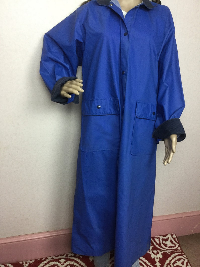Vintage 80s PVC Rain Slicker 1980s Long Blue Rain Coat PVC - Etsy
