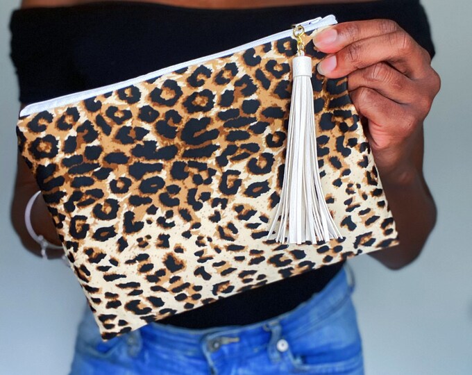 Leopard Print Clutch Leopard Print Zipper Pouch - Etsy