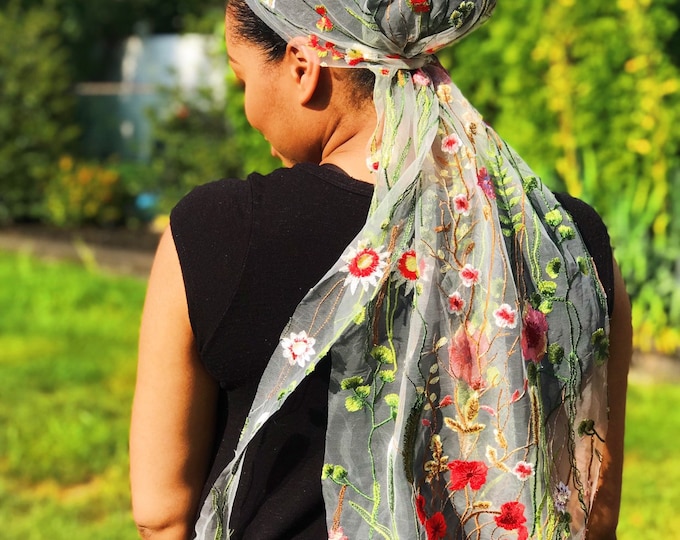 Durag Tulle Embroidered Durag Floral Durag - Etsy