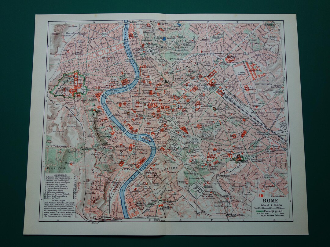 Old Map of Rome Italy - Lovely 1938 Original Vintage City Plan ...