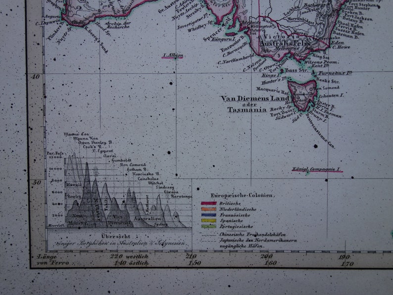 OCEANIA Old Map of Polynesia 1860 Large Beautiful Original - Etsy
