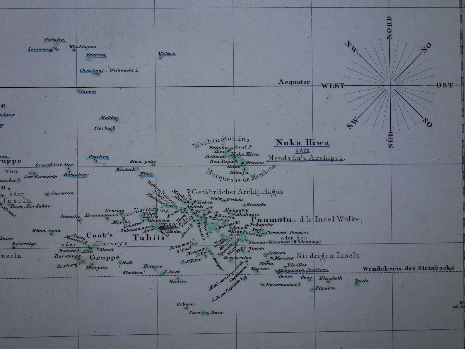 OCEANIA Old Map of Polynesia 1860 Large Beautiful Original - Etsy