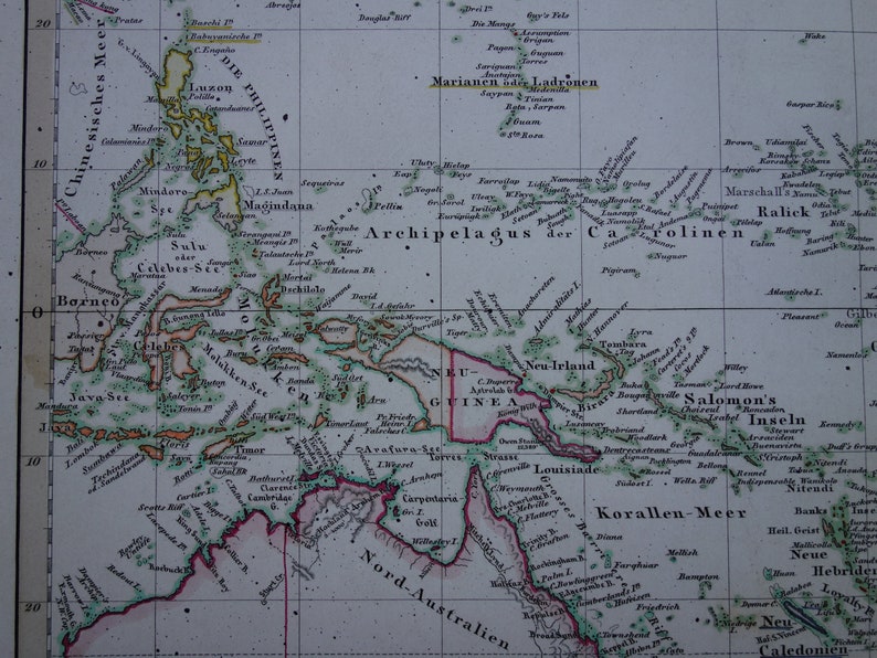OCEANIA Old Map of Polynesia 1860 Large Beautiful Original - Etsy
