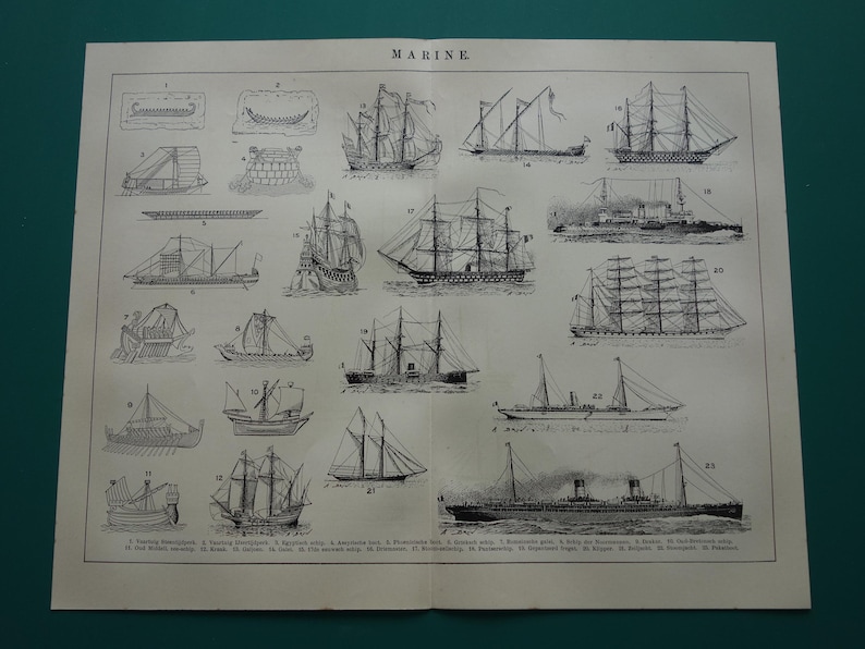 NAVAL SHIPS Old Print With Pictures of Classic Ship Design - 1909 ...