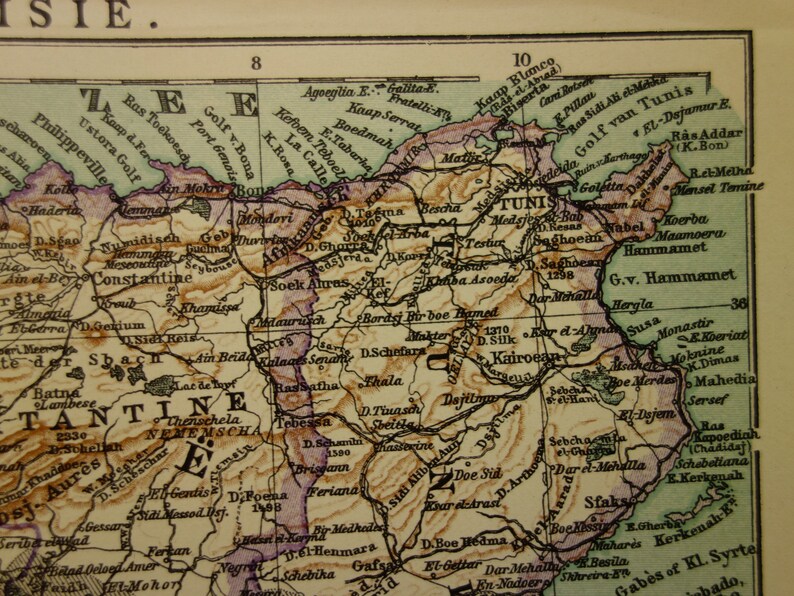 ALGERIA Old Map of Algeria and Tunisia 1905 Original Dutch | Etsy