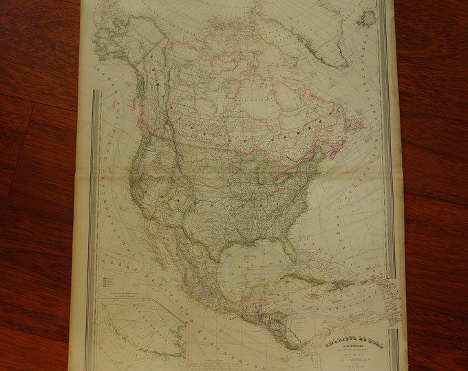 1901 NORTH AMERICA MAP Bartholomew Map Antique Map of America Original ...