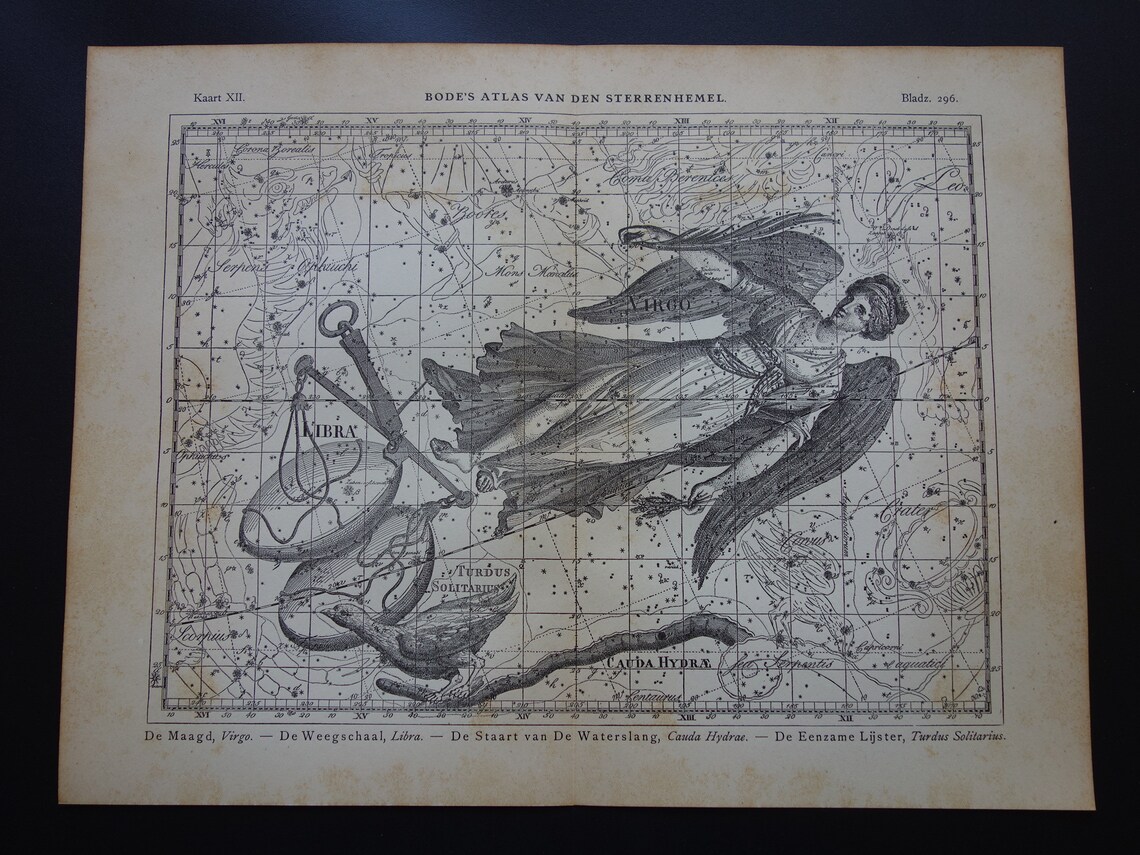 Antique Astrology Print Old Star Chart Vintage Astronomy Map - Etsy