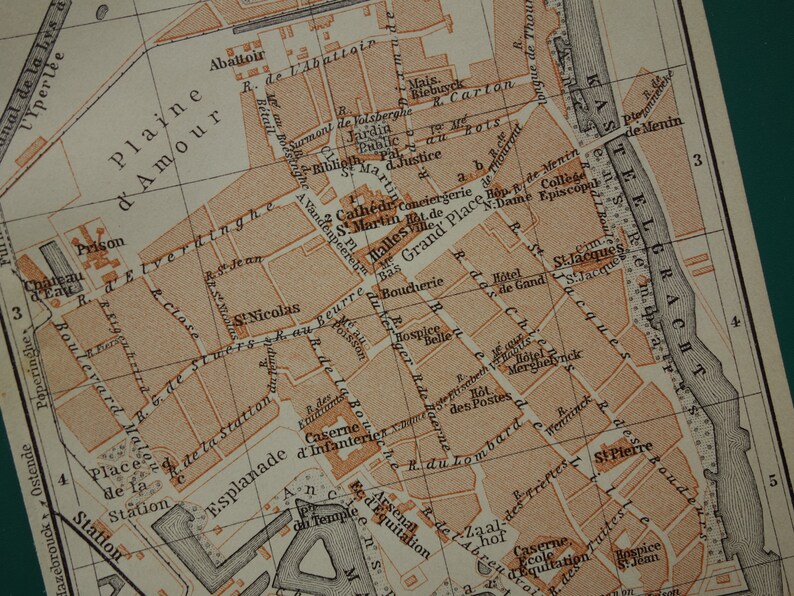 110+ Years Old Map of Ypres Belgium 1910 Original Antique City Planyper ...