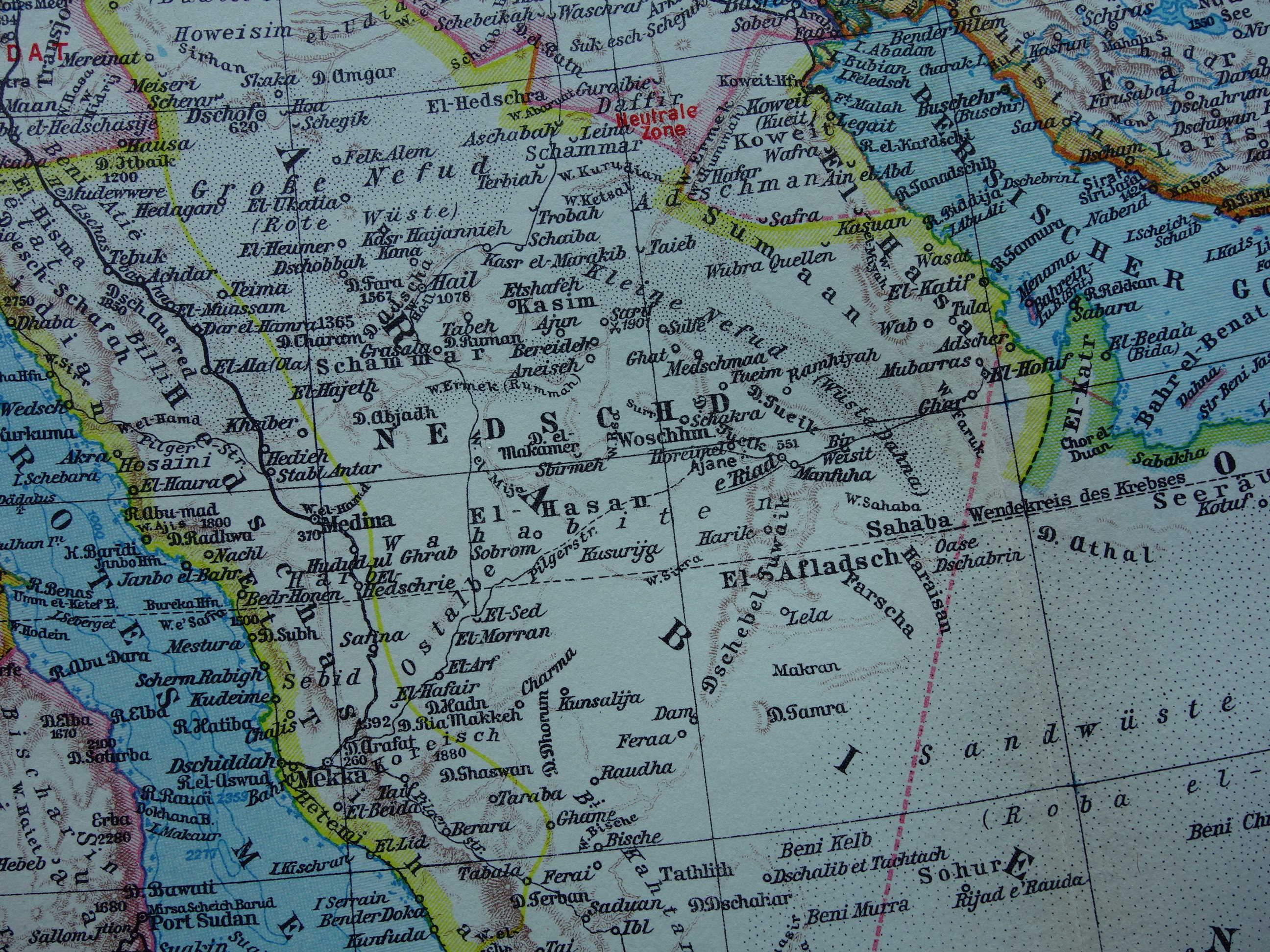 Old Map of Saudi Arabia 1928 Original Vintage Print About Oman - Etsy ...