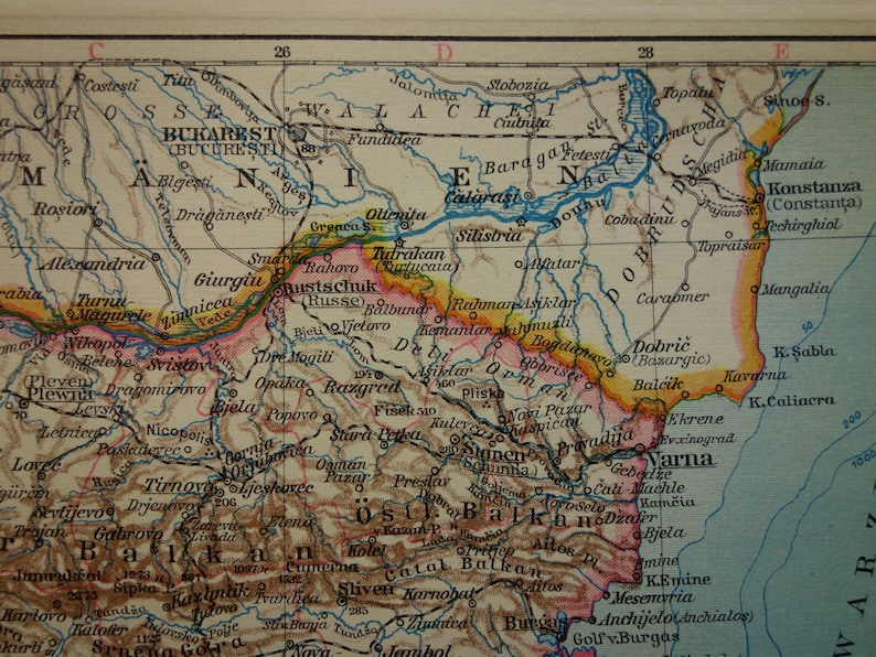 BULGARIA old map of Bulgaria antique print about Bulgarian | Etsy