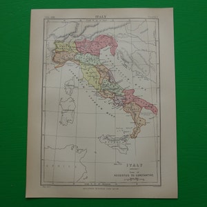 ITALY Antique Map of Italian History 1880 Original Old English Print ...