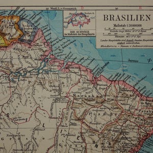 Old Map of Brazil 1928 Original Vintage Print About Brazil - Mapa De ...