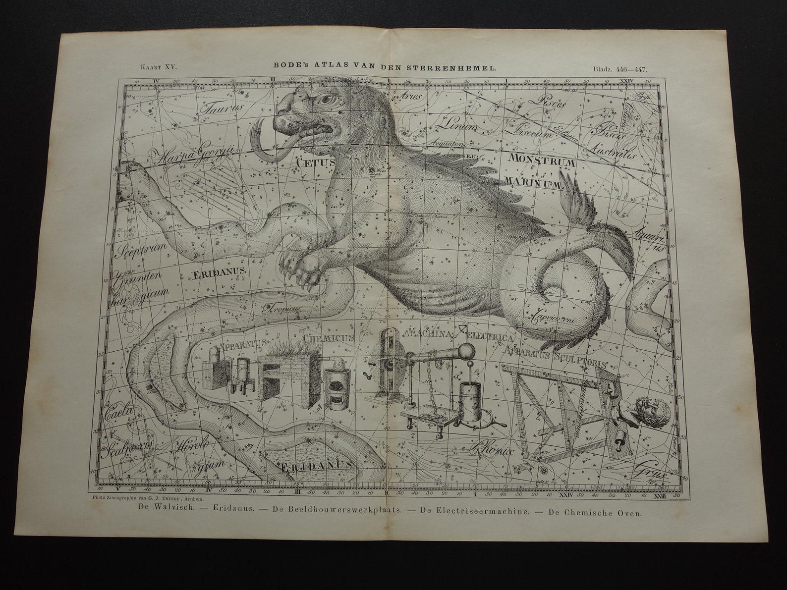 Old Star Chart Dutch Vintage Astronomy Print of Cetus Whale - Etsy