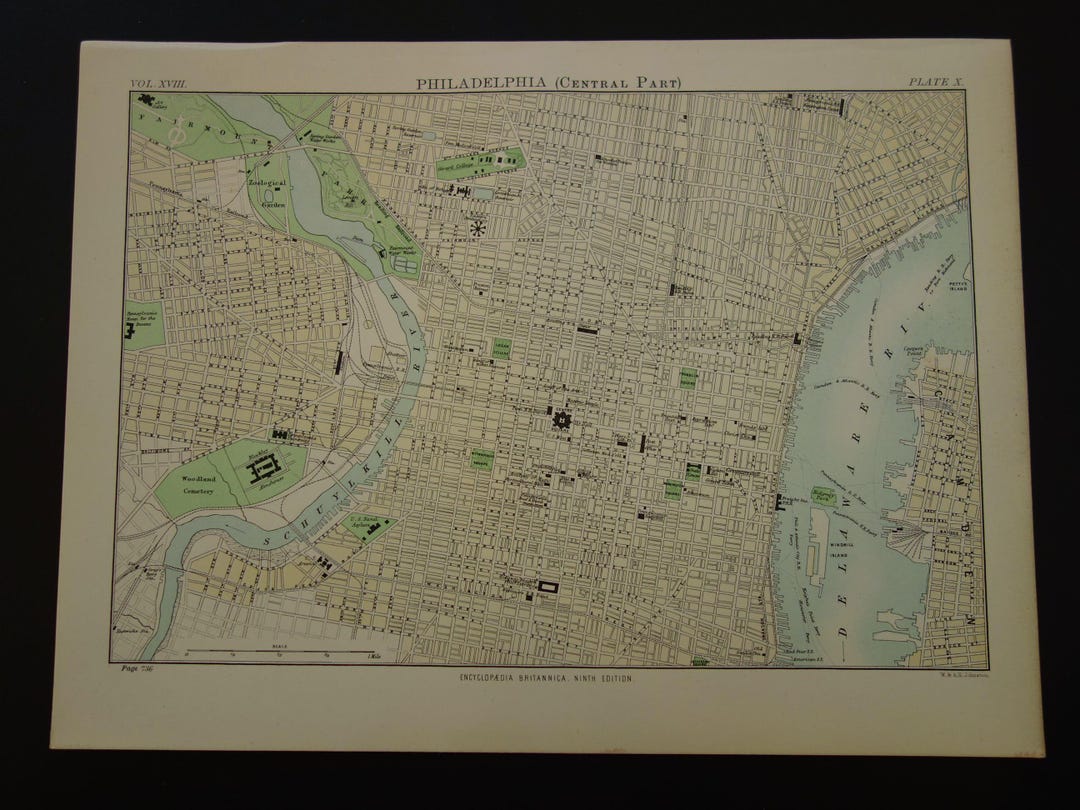 Old Map of Philadelphia US 1883 Original Antique English City Plan ...