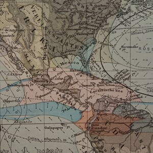 Large Old World Map About Winds and Climate Big Dated Print With Air ...