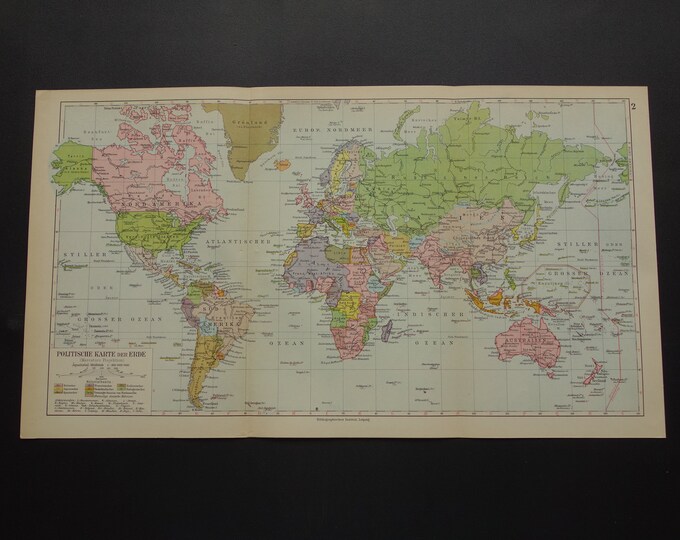 Old World Map 1928 Original Vintage Print of Worldmap - Etsy