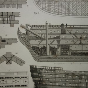 1849 SHIPS Old Print of Ship Design - Antique Maritime Poster Pictures ...