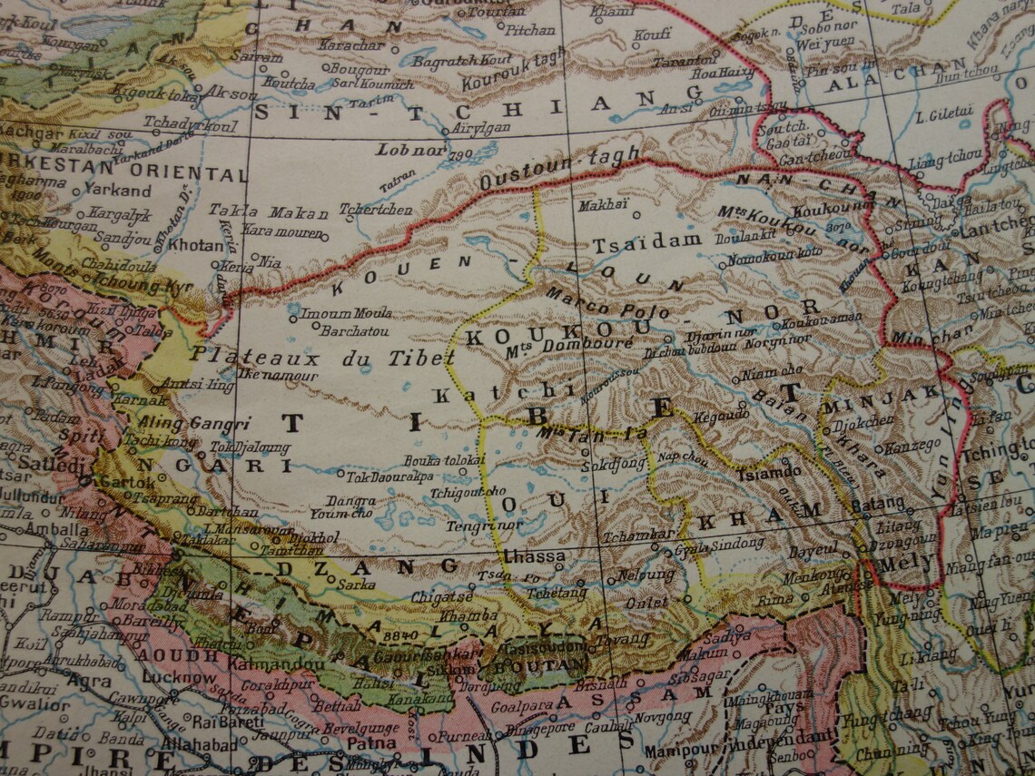 CHINA Old Map of China Original 1902 Antique French Print | Etsy