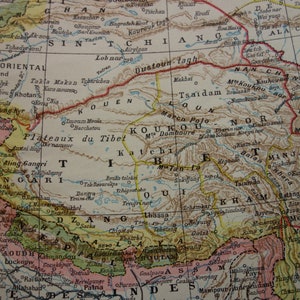 CHINA Old Map of China Original 1902 Antique French Print About Chinese ...