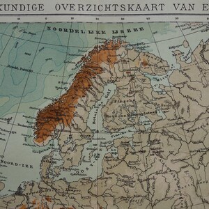 Old Map of Europe 1907 Original Antique Dutch Print About Altitude ...