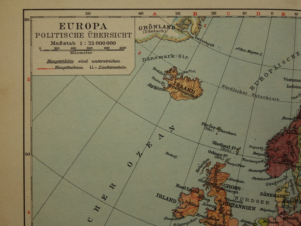 EUROPE Old Map of Europe 1931 Original Vintage Political Print of ...