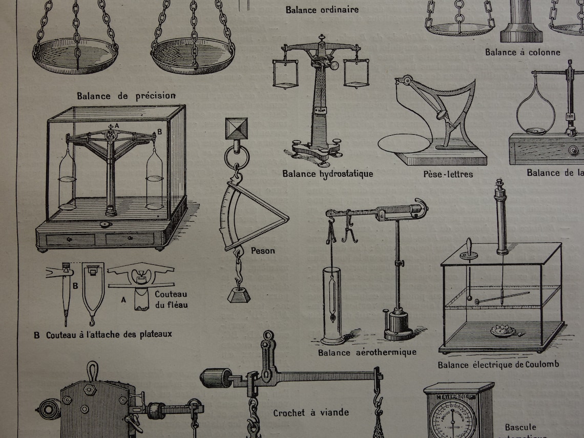 WEIGHING SCALE Print 1902 Original French Antique Pictures of - Etsy
